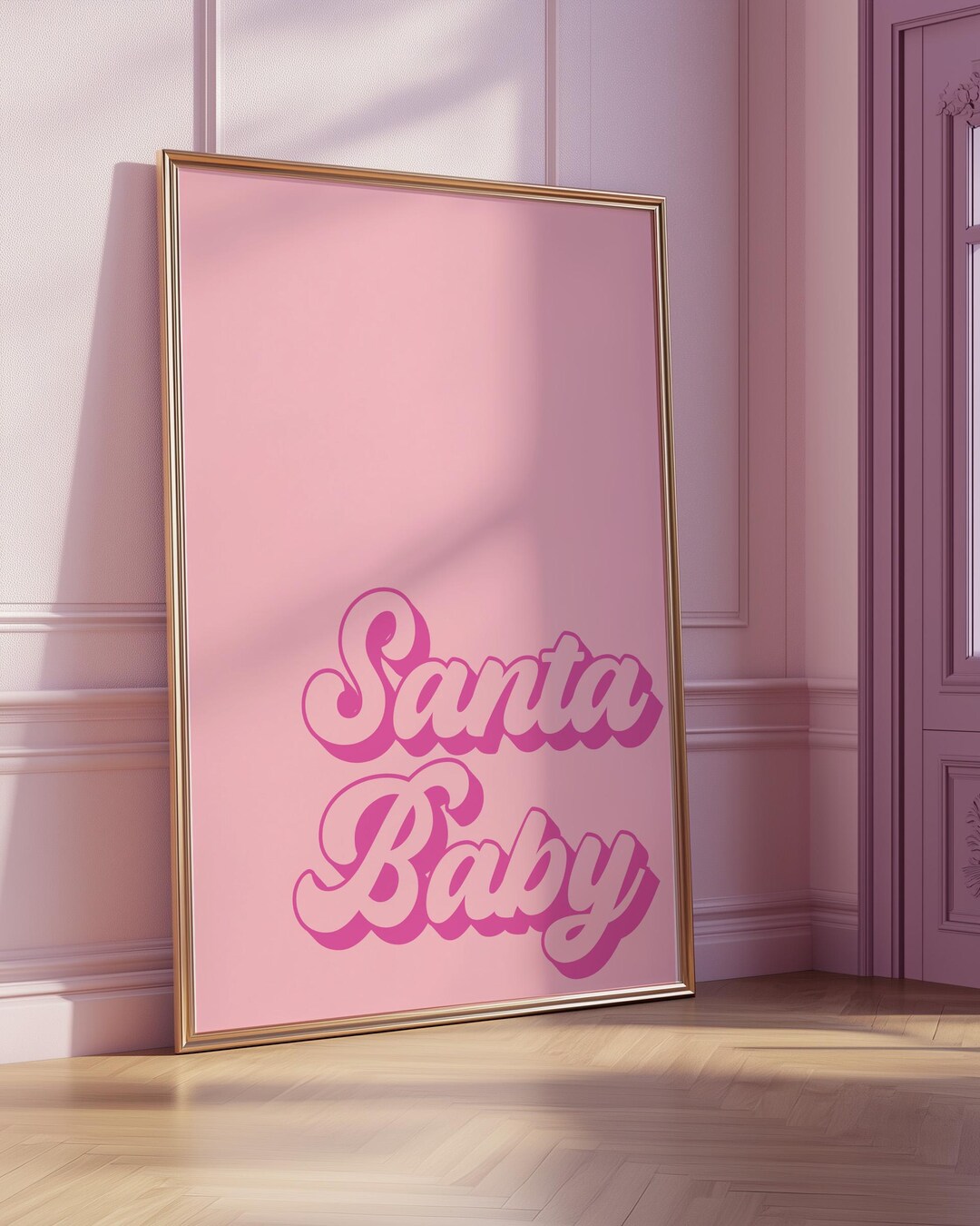 Pink Christmas Wall Art: Santa Baby Holiday Print (digital Download) - Etsy