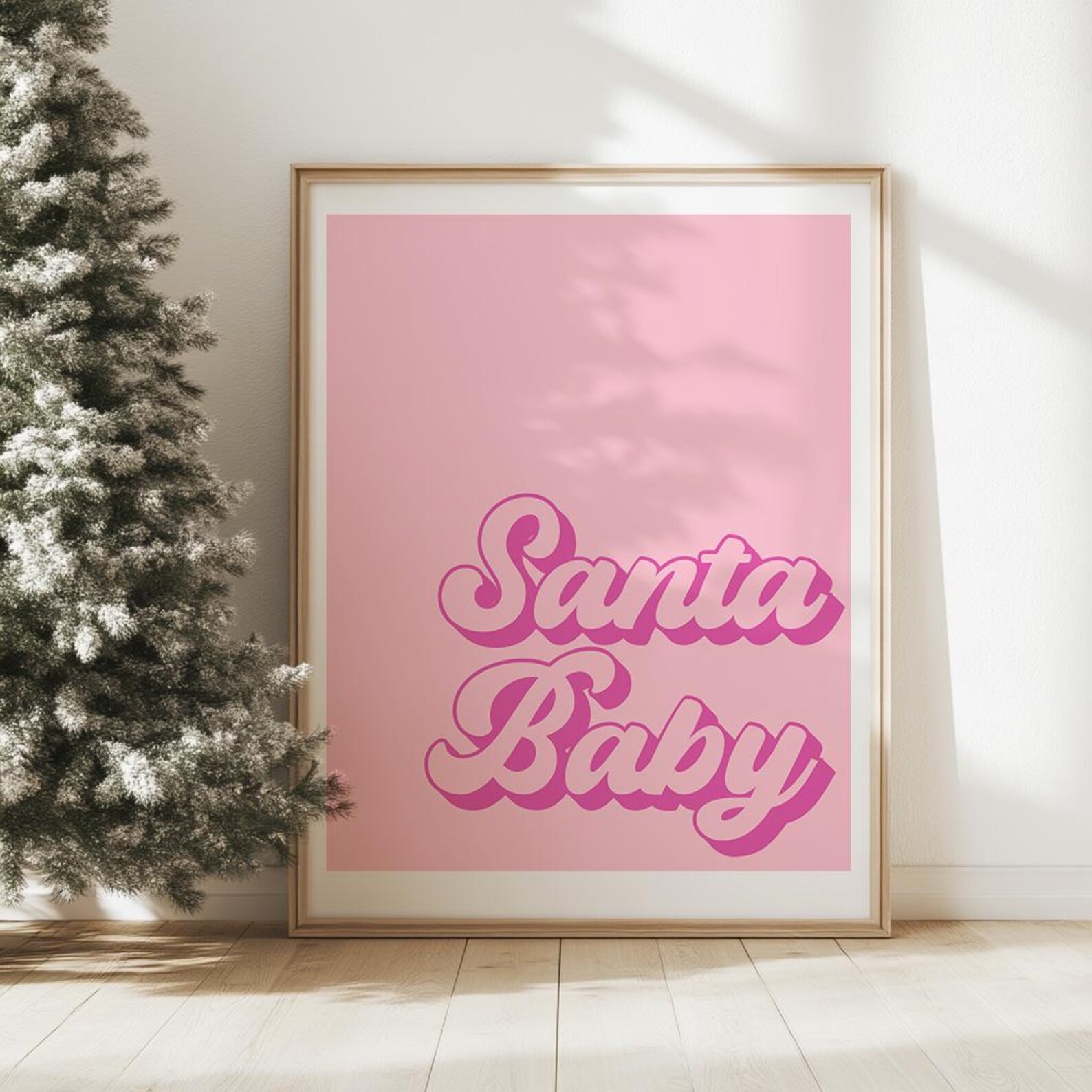 Pink Christmas Wall Art: Santa Baby Holiday Print (digital Download) - Etsy