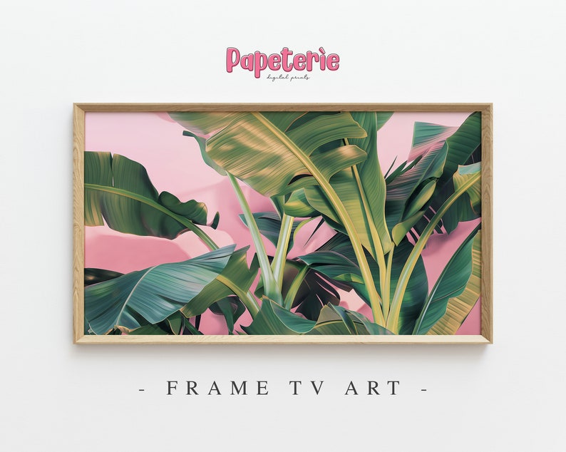 Tropical Palm Leaf Frame TV Art: Pink & Green (digital Download) - Etsy