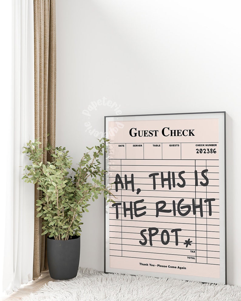 Guest Check Wall Art Print: Trendy Pink Decor (digital Download) - Etsy