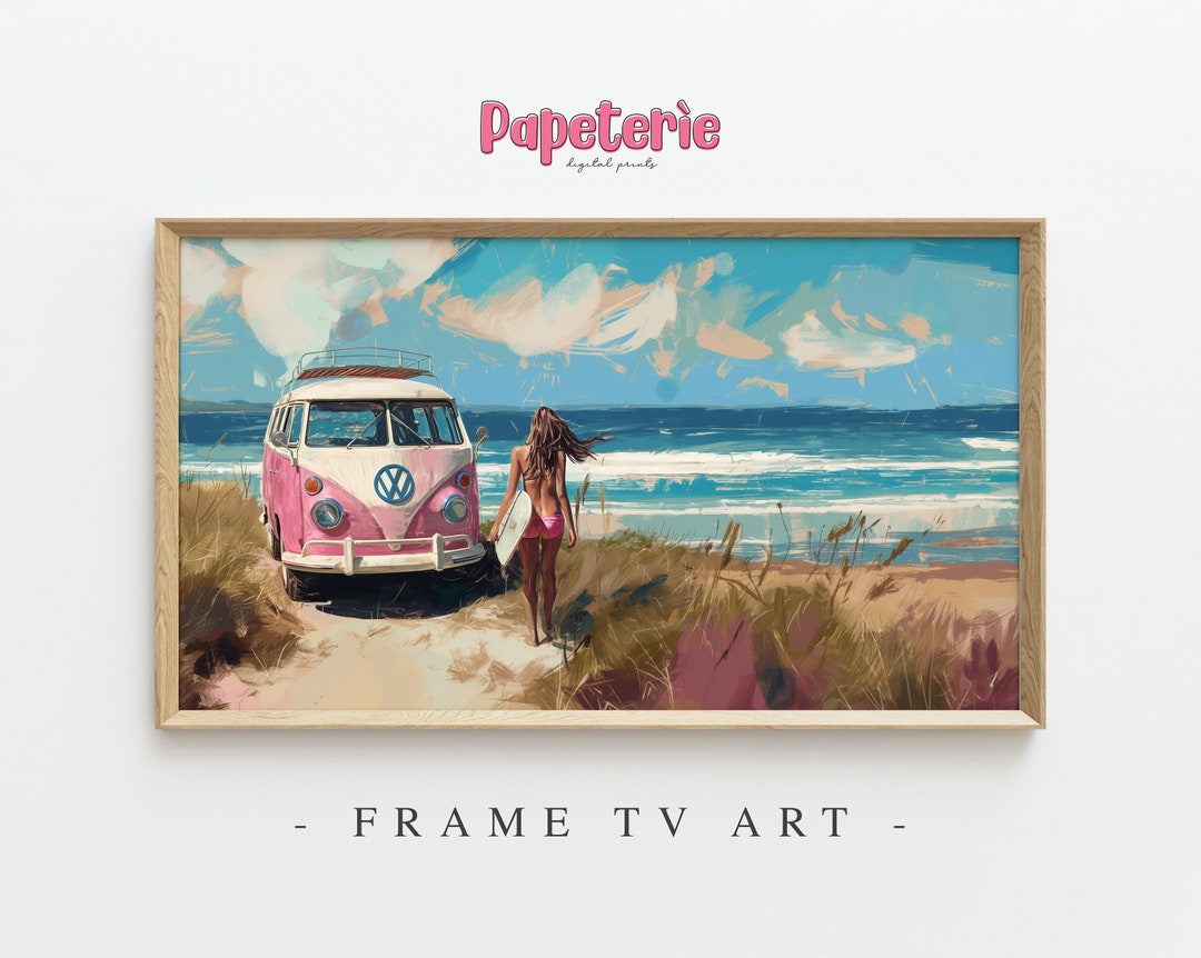 Surfing Coastal Tv Wall Art Beach Frame TV Trendy Surfing Art for TV ...
