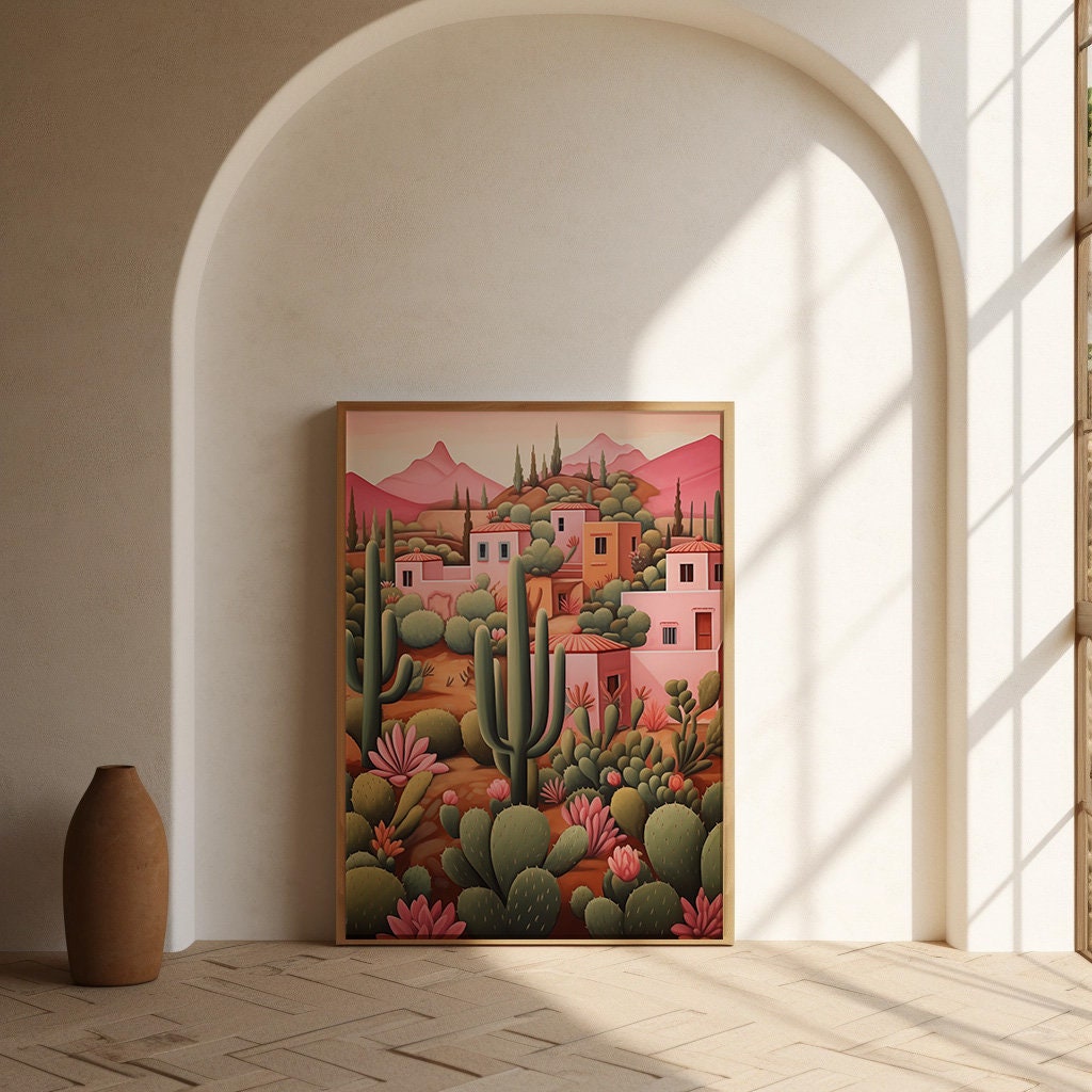 Printable Antique Latin Wall Art Mexico Travel Poster Pink Floral Wall ...