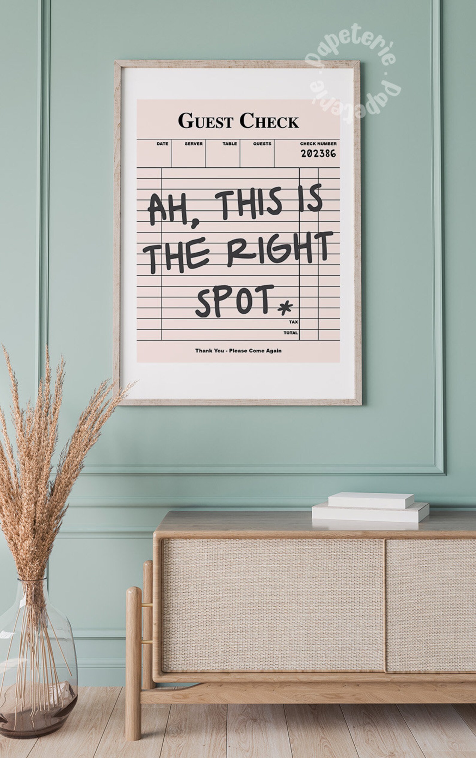 Guest Check Wall Art Print: Trendy Pink Decor (digital Download) - Etsy
