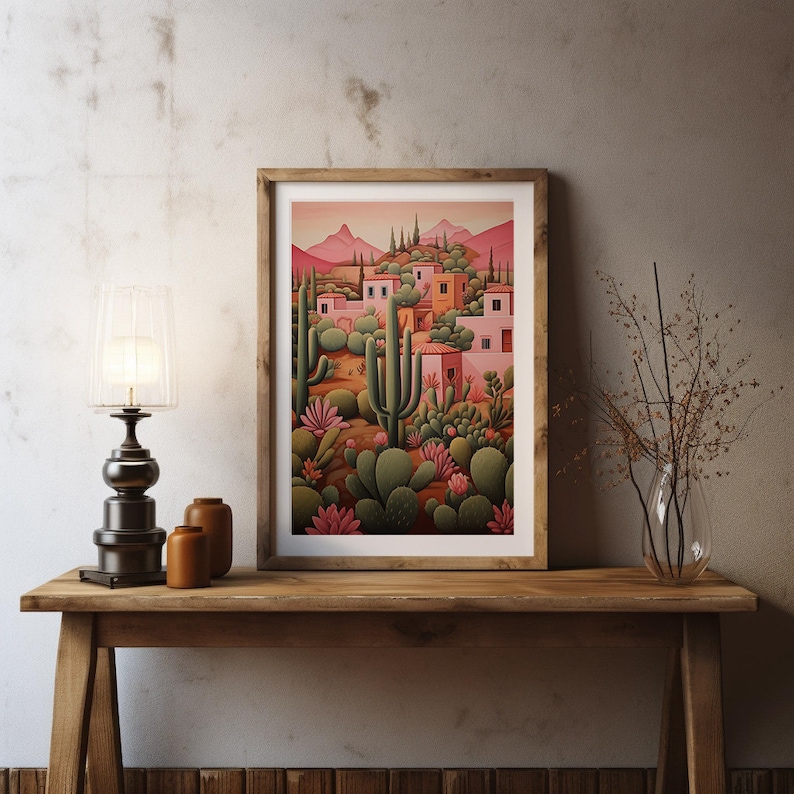 Printable Antique Latin Wall Art Mexico Travel Poster Pink Floral Wall ...