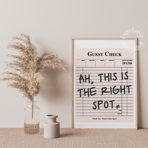 Guest Check Wall Art Print: Trendy Pink Decor (digital Download) - Etsy