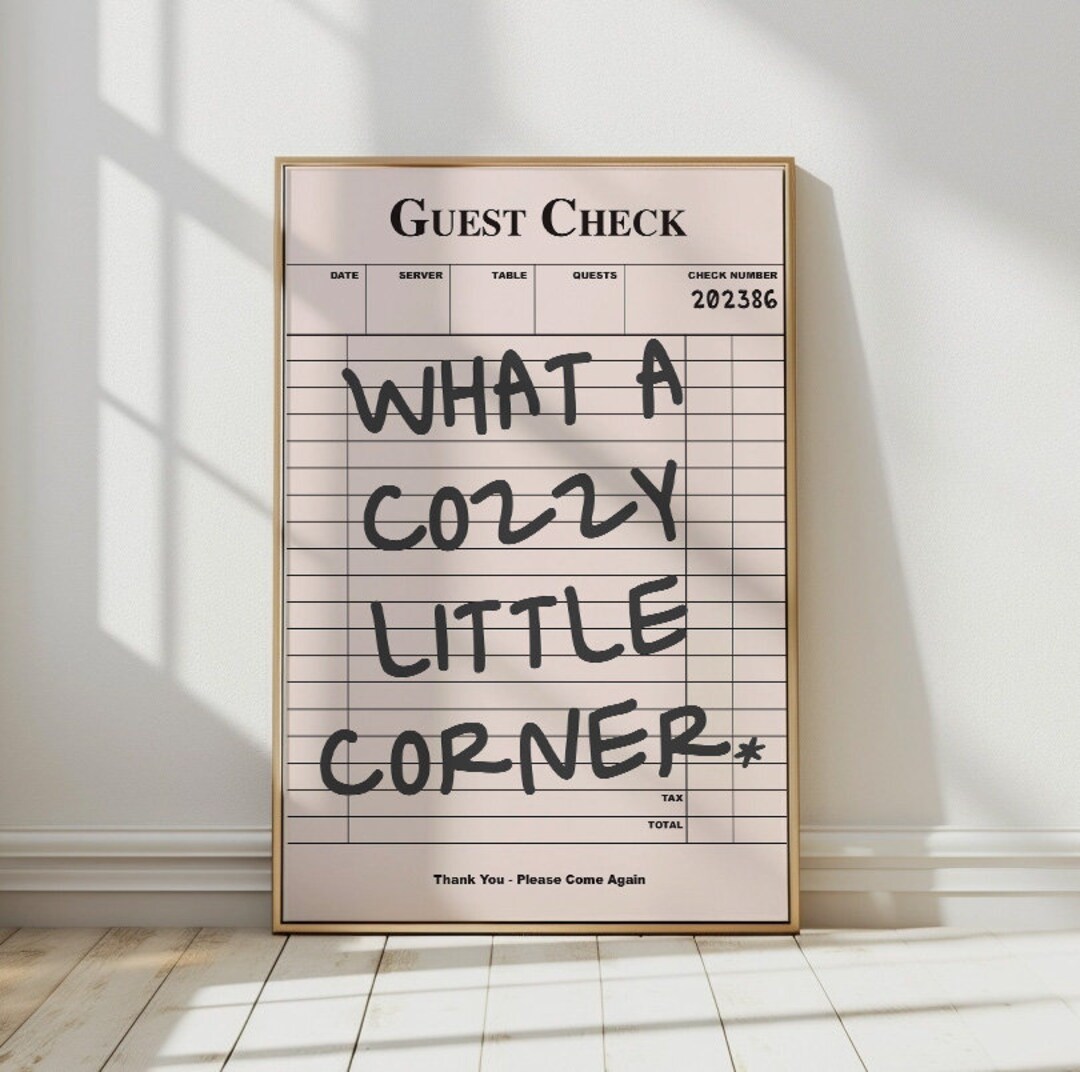 Guest Check Wall Art: "what a Cozzy Little Corner" (digital Download ...