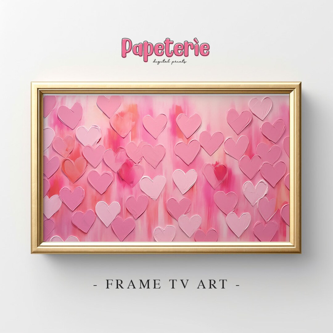 Pink Hearts Frame TV Art Valentines Day Frame Tv Art Romantic Frame TV ...