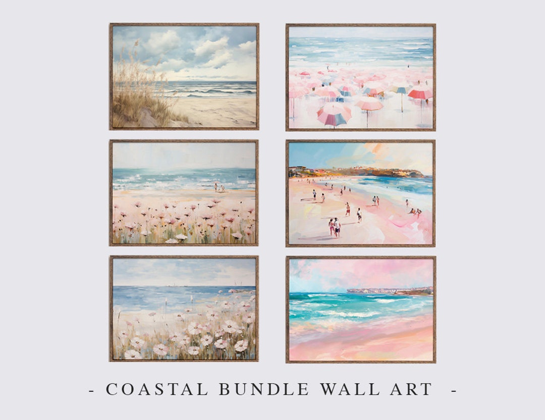 Vintage Coastal Beach Print Set: Girly Apartment Decor (downloadable ...