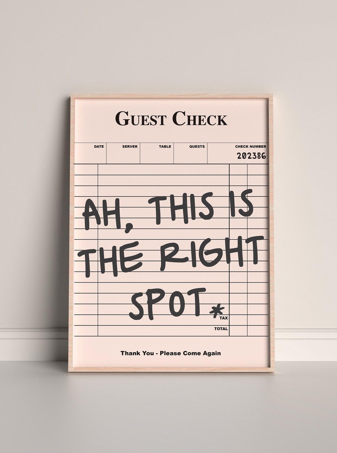 Guest Check Wall Art Print: Trendy Pink Decor (digital Download) - Etsy