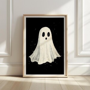 Ghost Print Halloween Printable Wall Art, Black Halloween Wall Art ...