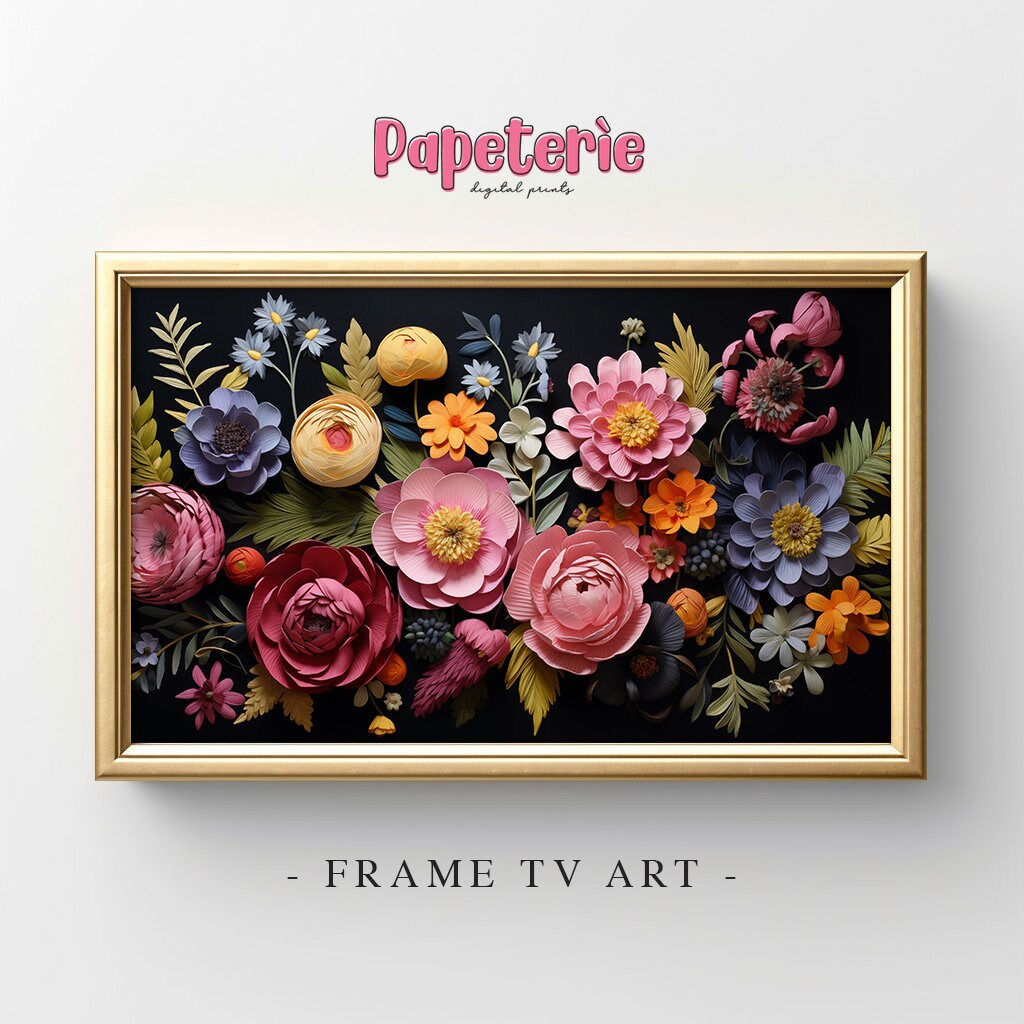 Spring Floral Frame TV Art: Realistic Flower Digital Download - Etsy