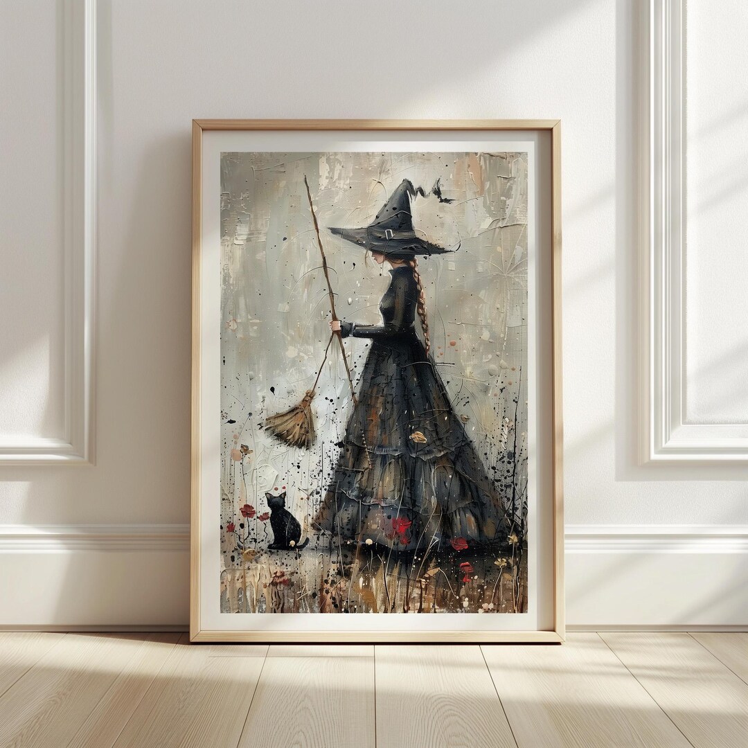 Witch Print Halloween Printable Wall Art, Halloween Wall Art Ghost ...