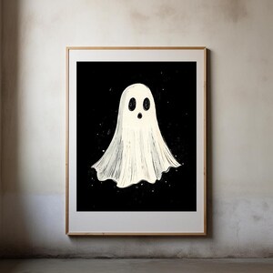Ghost Print Halloween Printable Wall Art, Black Halloween Wall Art ...