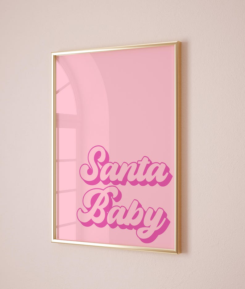 Pink Christmas Wall Art: Santa Baby Holiday Print (digital Download) - Etsy