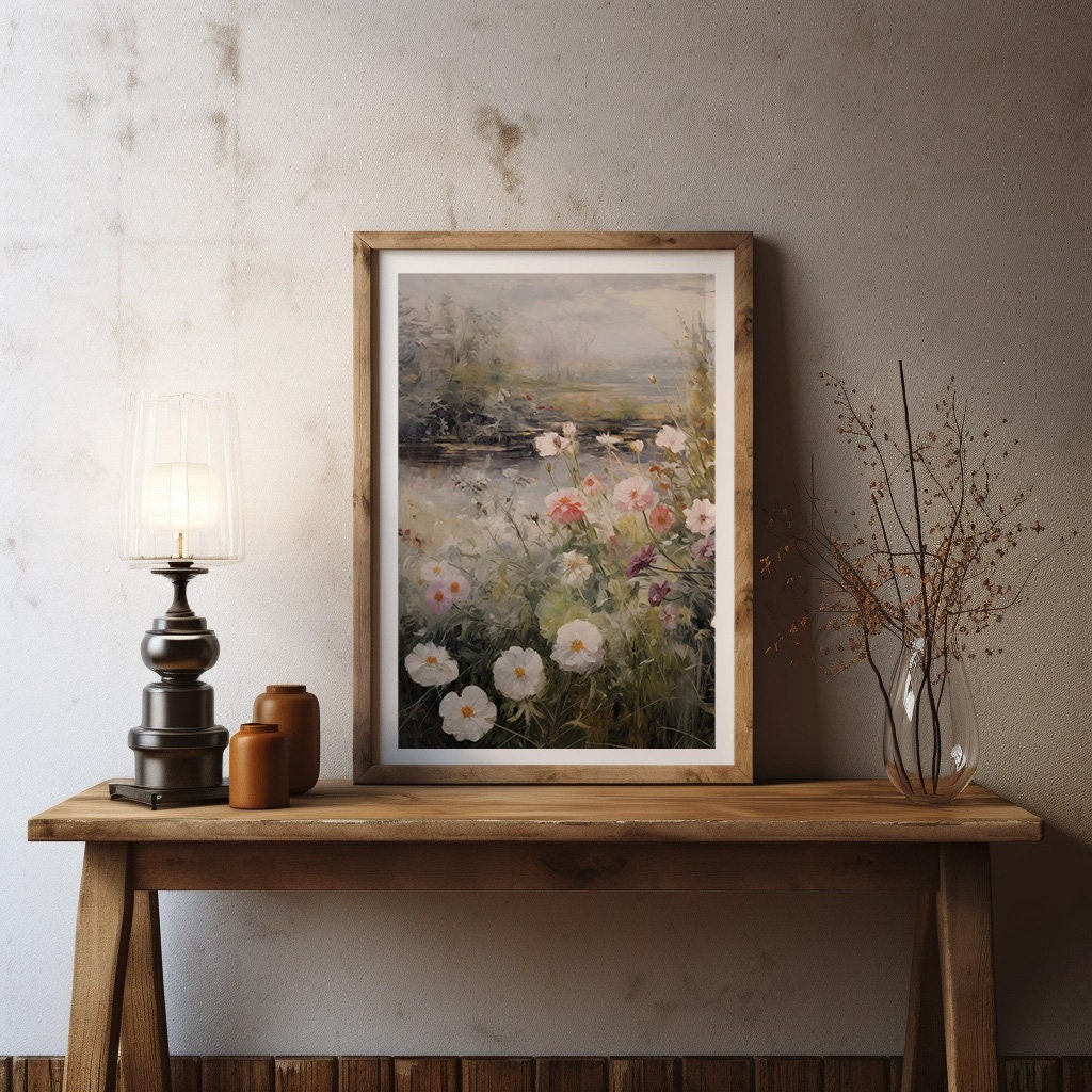 Spring Garden Painting Spring Decor Vintage Spring Wall Art Farmhouse ...