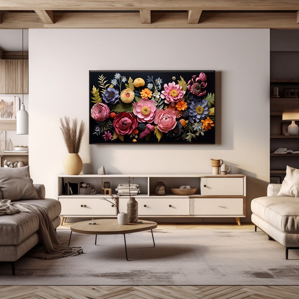 Spring Floral Frame TV Art: Realistic Flower Digital Download - Etsy