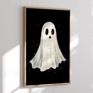 Ghost Print Halloween Printable Wall Art, Black Halloween Wall Art ...