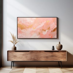 Abstract Pink Frame TV Art Modern Gold Painting Frame Tv Art Spring ...