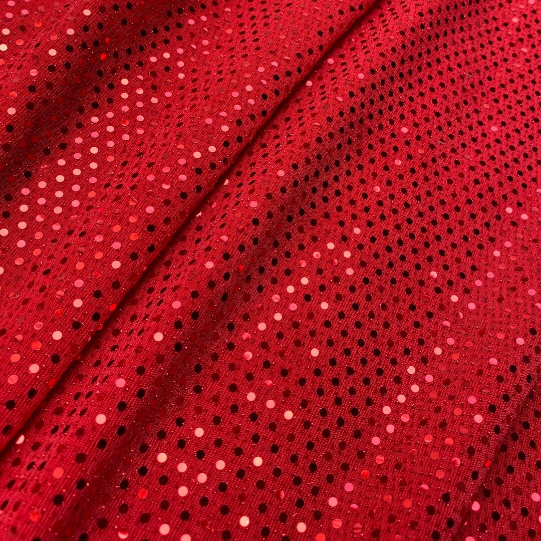 Red Sequin Fabric, Shiny Red Mesh Material for DIY Crafts, Dance ...