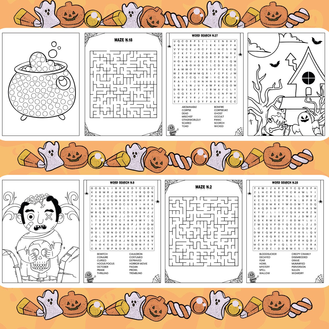 Printable Kids Halloween Activities Halloween Coloring Pages - Etsy