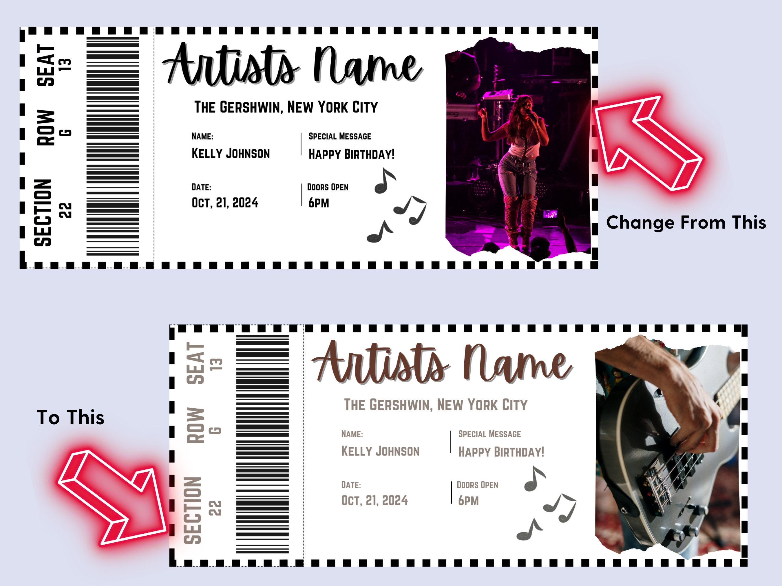 Editable Concert Ticket Template, DIY Event Ticket, Custom Concert ...