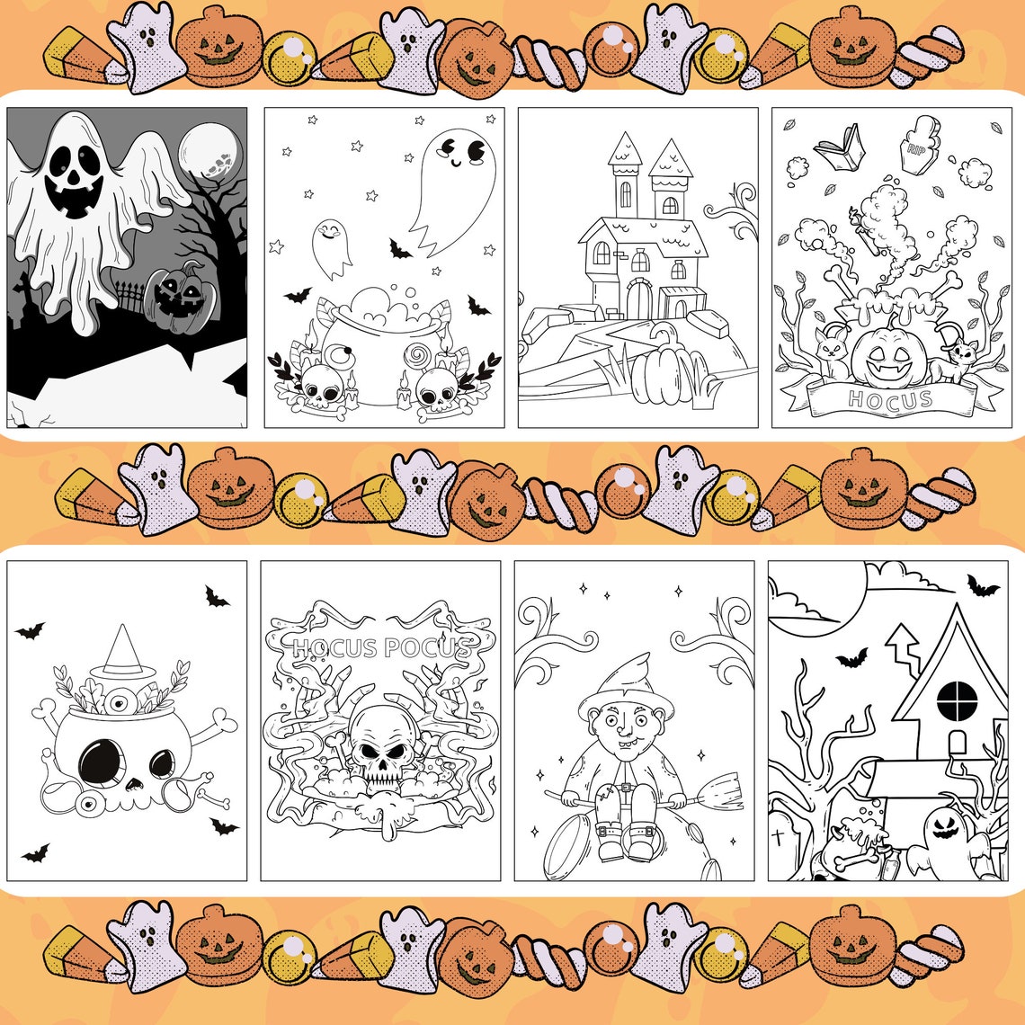 Printable Kids Halloween Activities Halloween Coloring Pages - Etsy