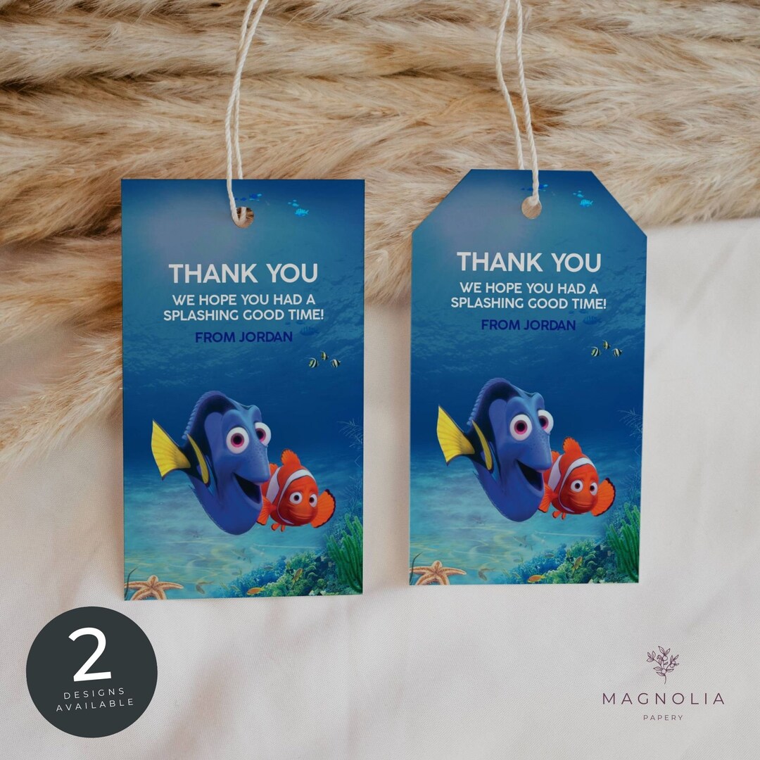 Finding Nemo Birthday Favor Tags: Under the Sea Theme (DIY Editable ...