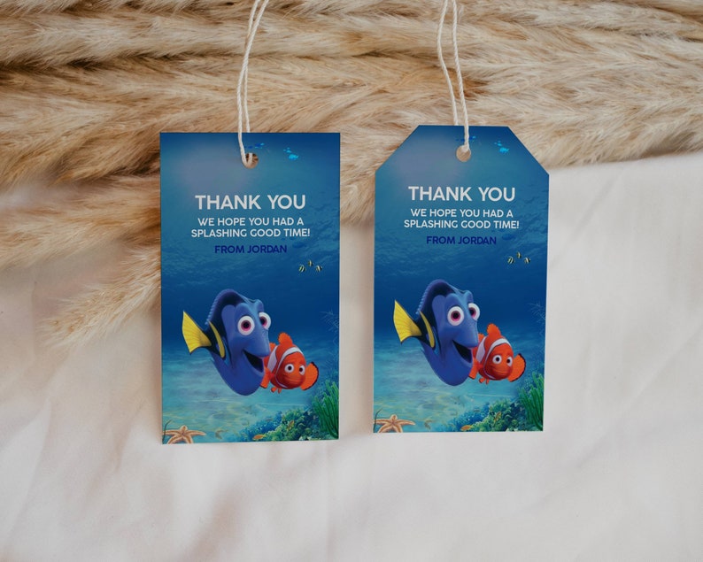 Under the Sea, Finding Nemo Kids Birthday Party Favor Tag Template ...