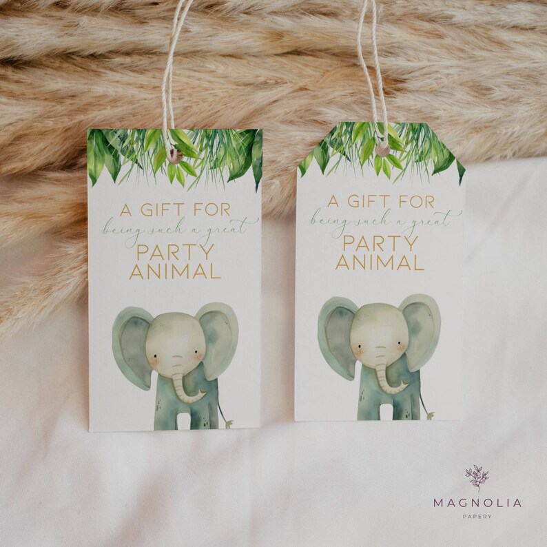 Wild One 1st Birthday Favor Tag Template, Safari Animals Thank You ...