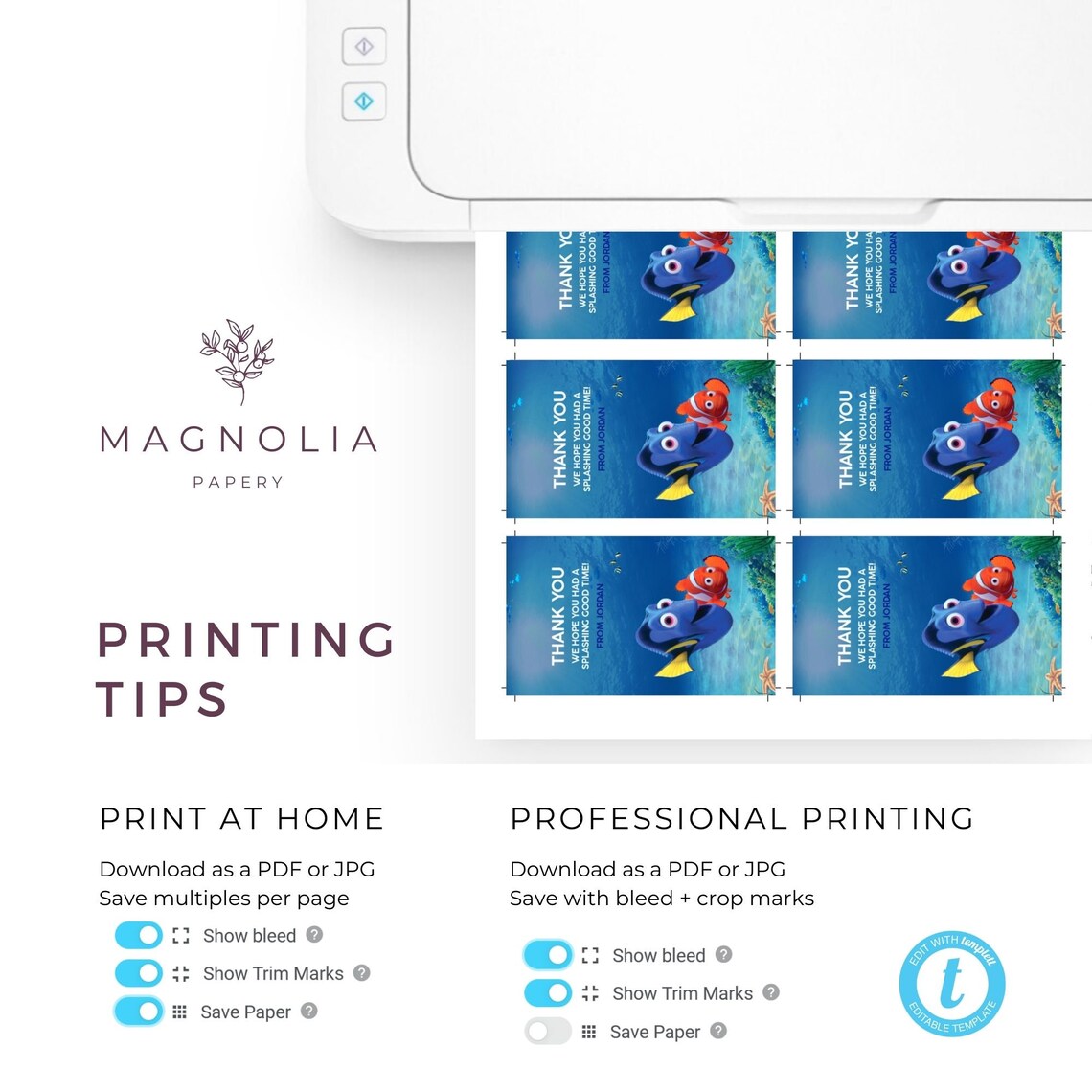 Under the Sea, Finding Nemo Theme Kids Birthday Party Favor Tag ...