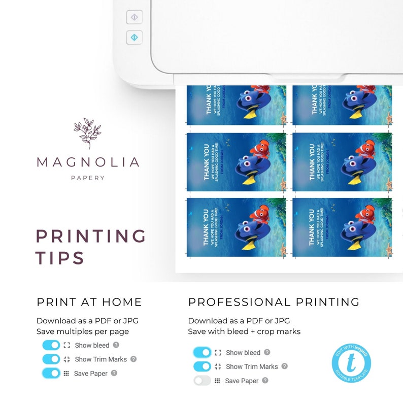 Under the Sea, Finding Nemo Theme Kids Birthday Party Favor Tag ...