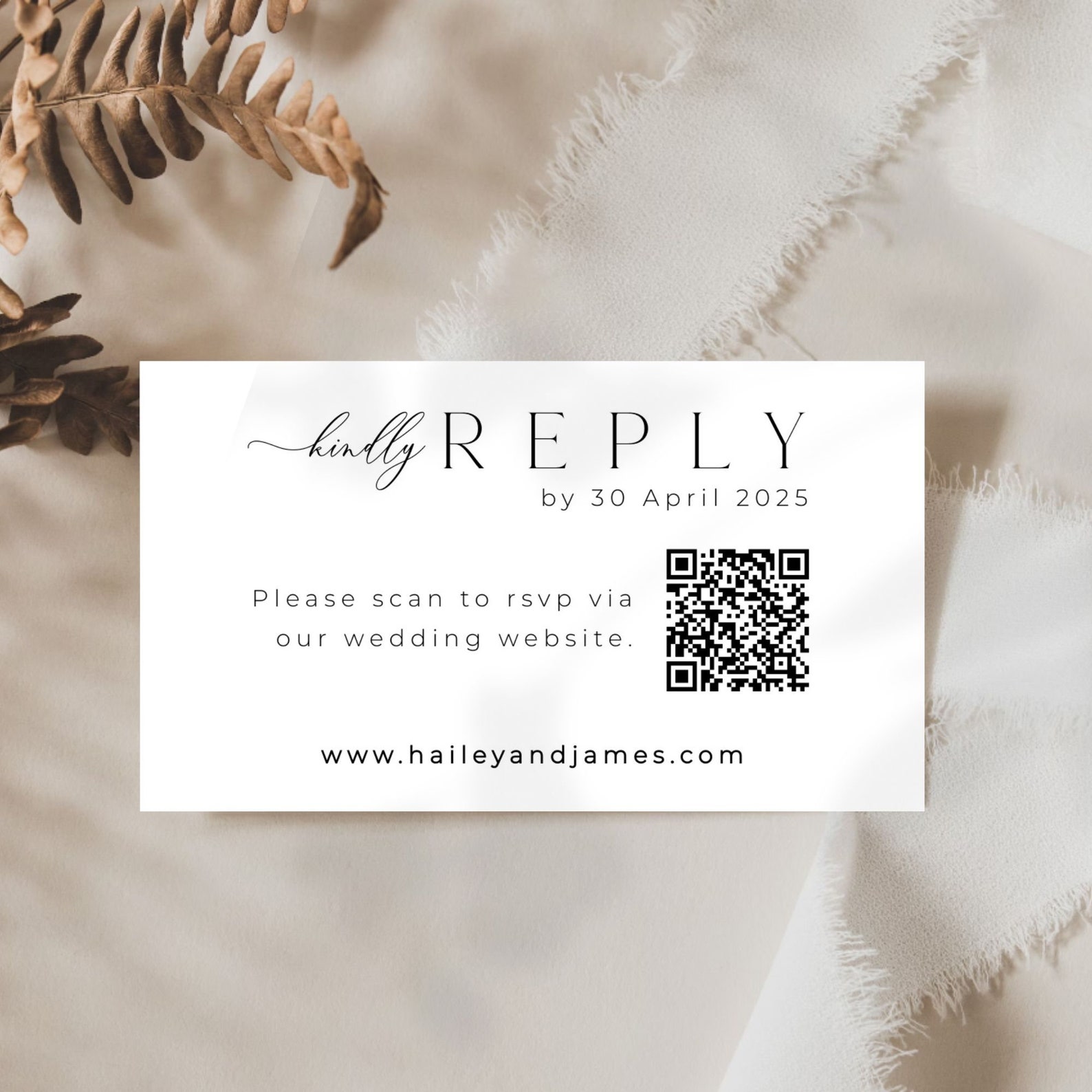 Modern RSVP QR Code Postcard, Minimalist Wedding Response Card, Wedding ...