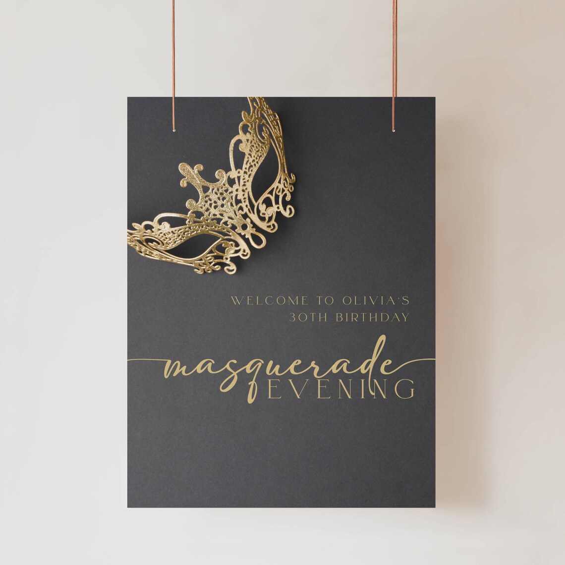Black Gold Masquerade Party Welcome Sign Template INSTANT DOWNLOAD Mask ...
