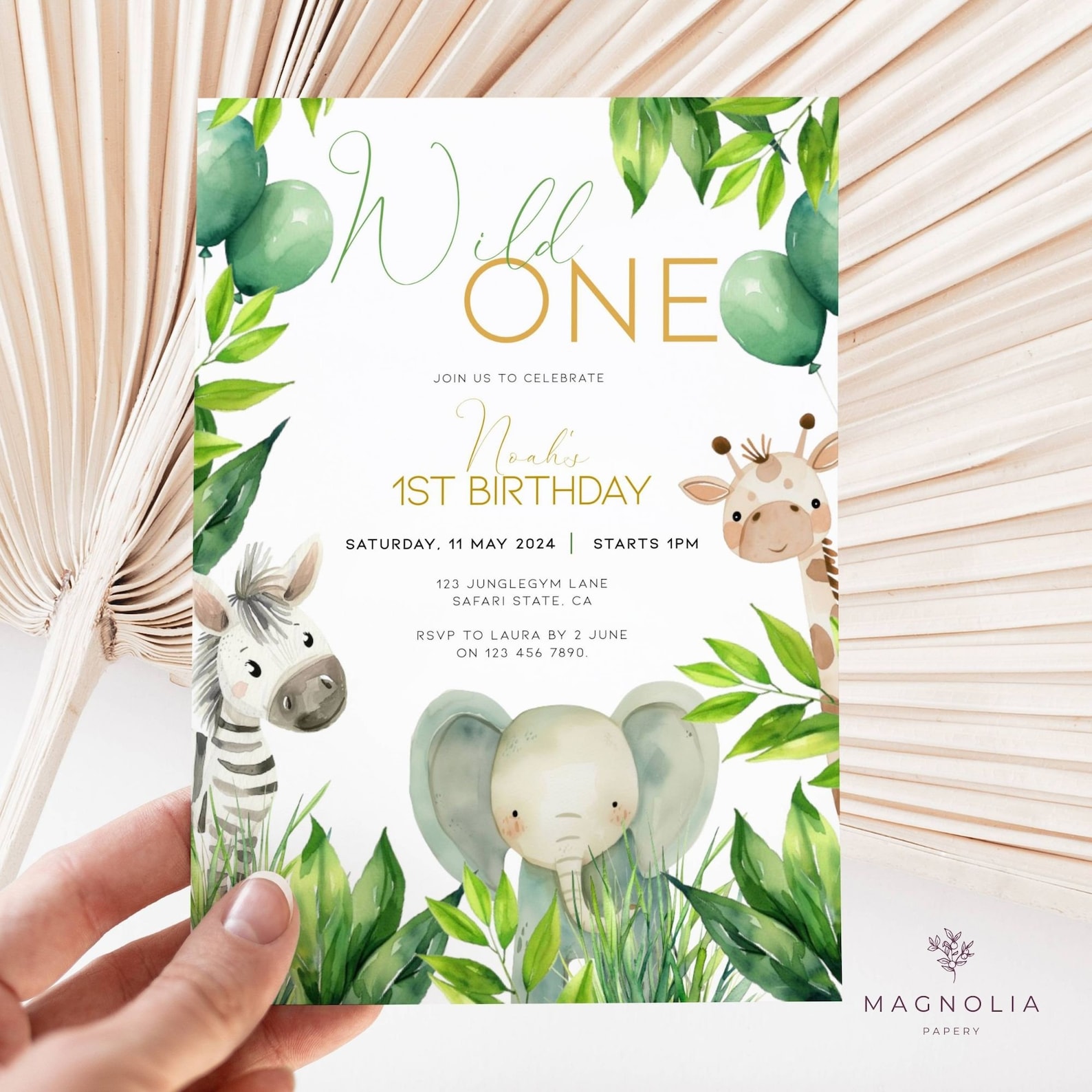 Wild One 1st Birthday Invitation, Turns One Birthday PRINTABLE TEMPLATE ...