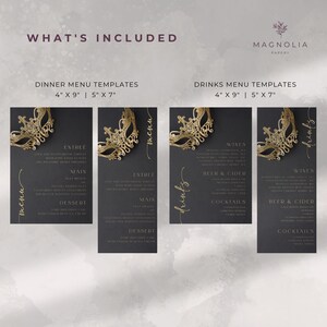 Black Gold Masquerade Party Menu Template INSTANT DOWNLOAD Dinner Menu ...