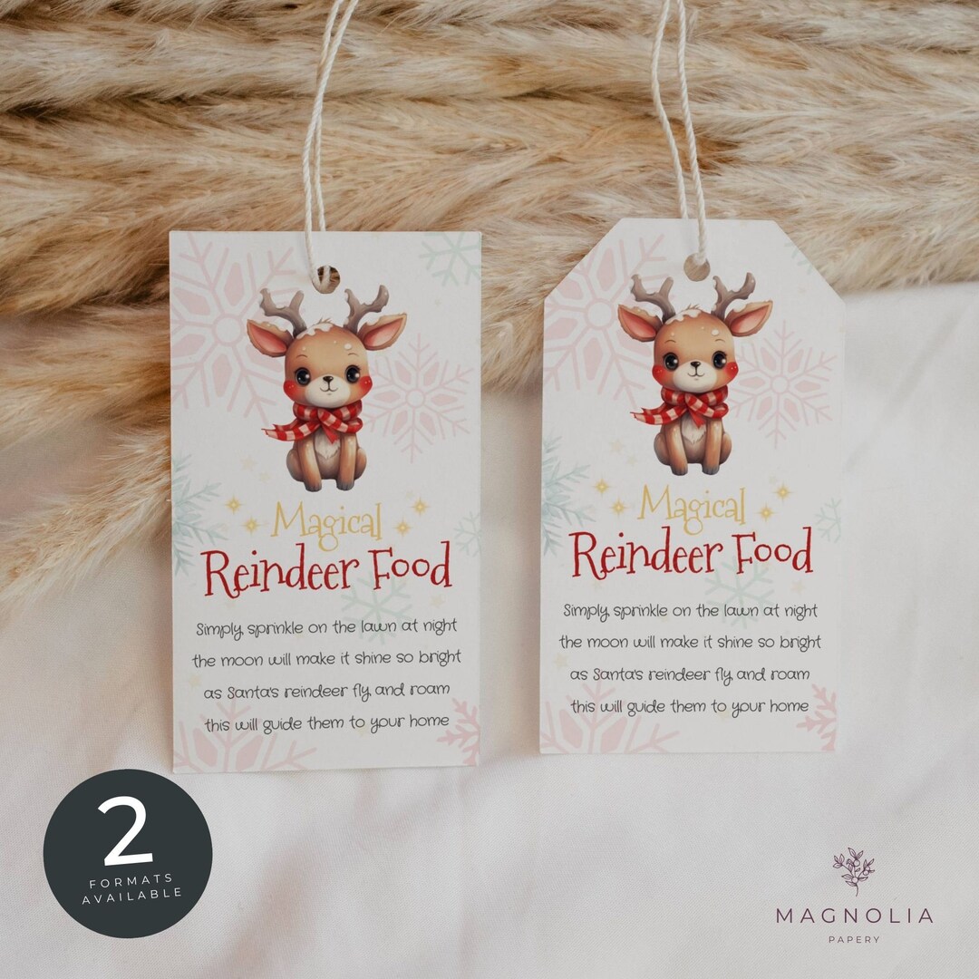 Printable Magical Reindeer Food Tag Template, DIY Editable Christmas ...