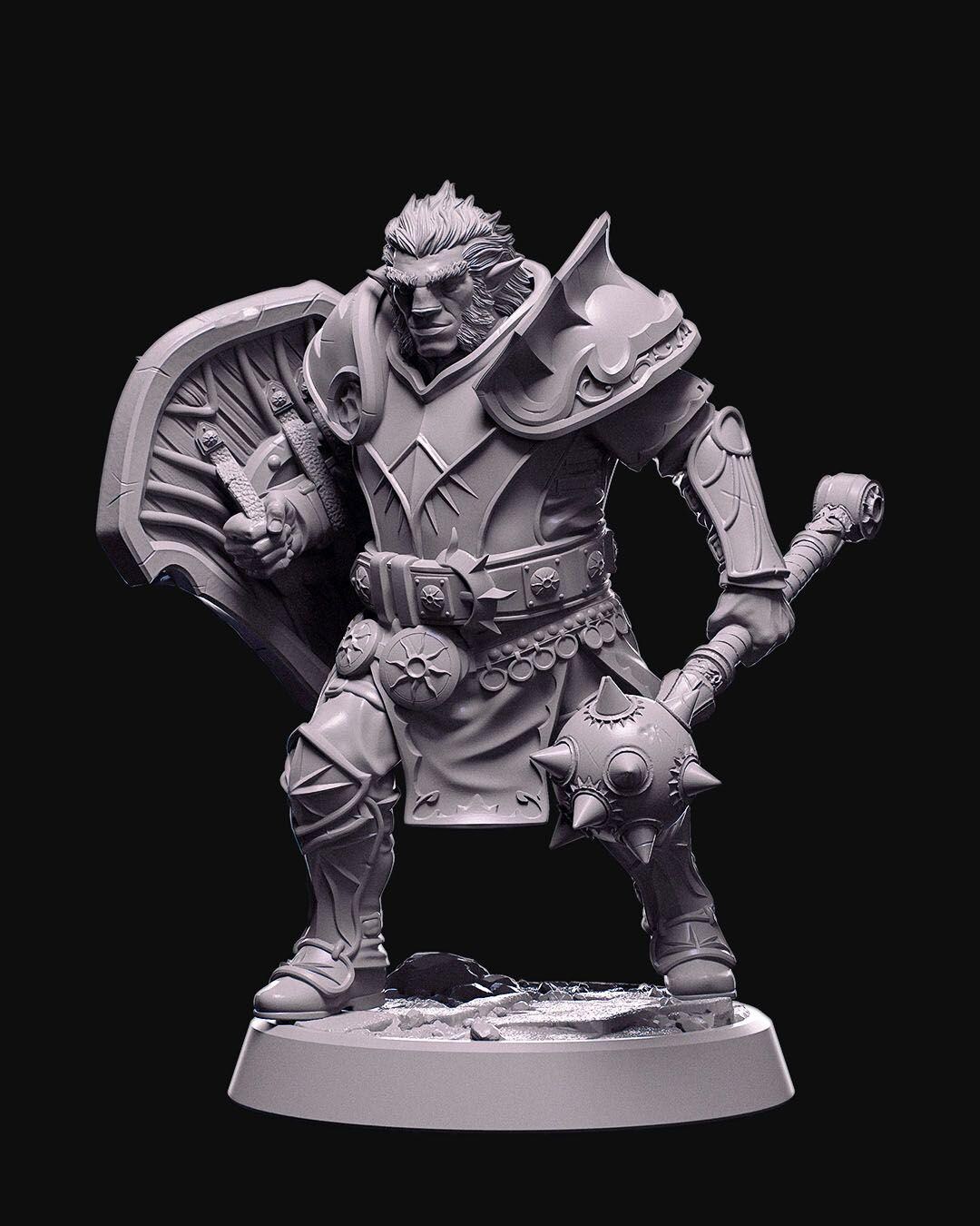 Ogre With Shield and Mace Miniature 35mm or 75mm - Etsy