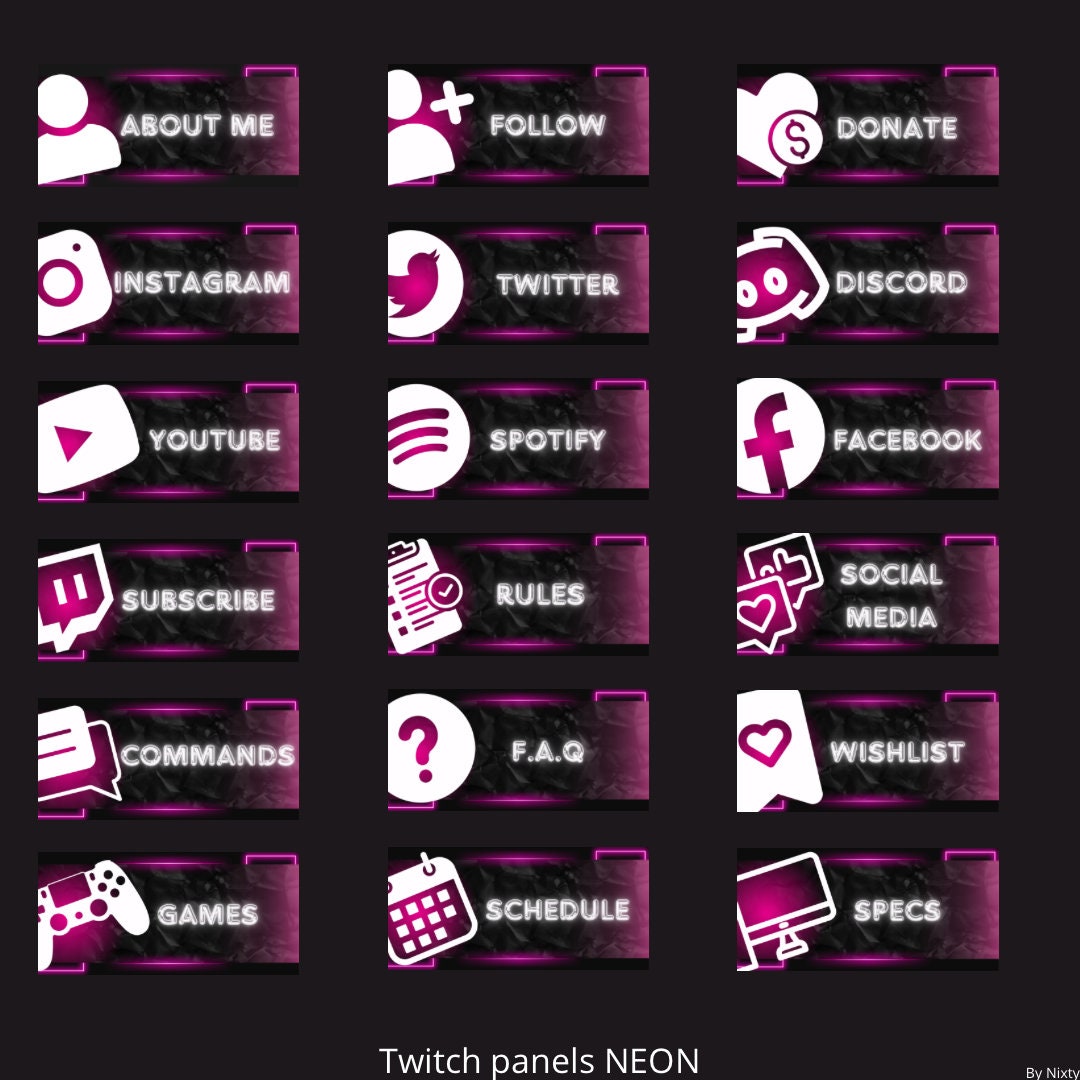 Animated Neon Twitch Overlay / Panels - Etsy