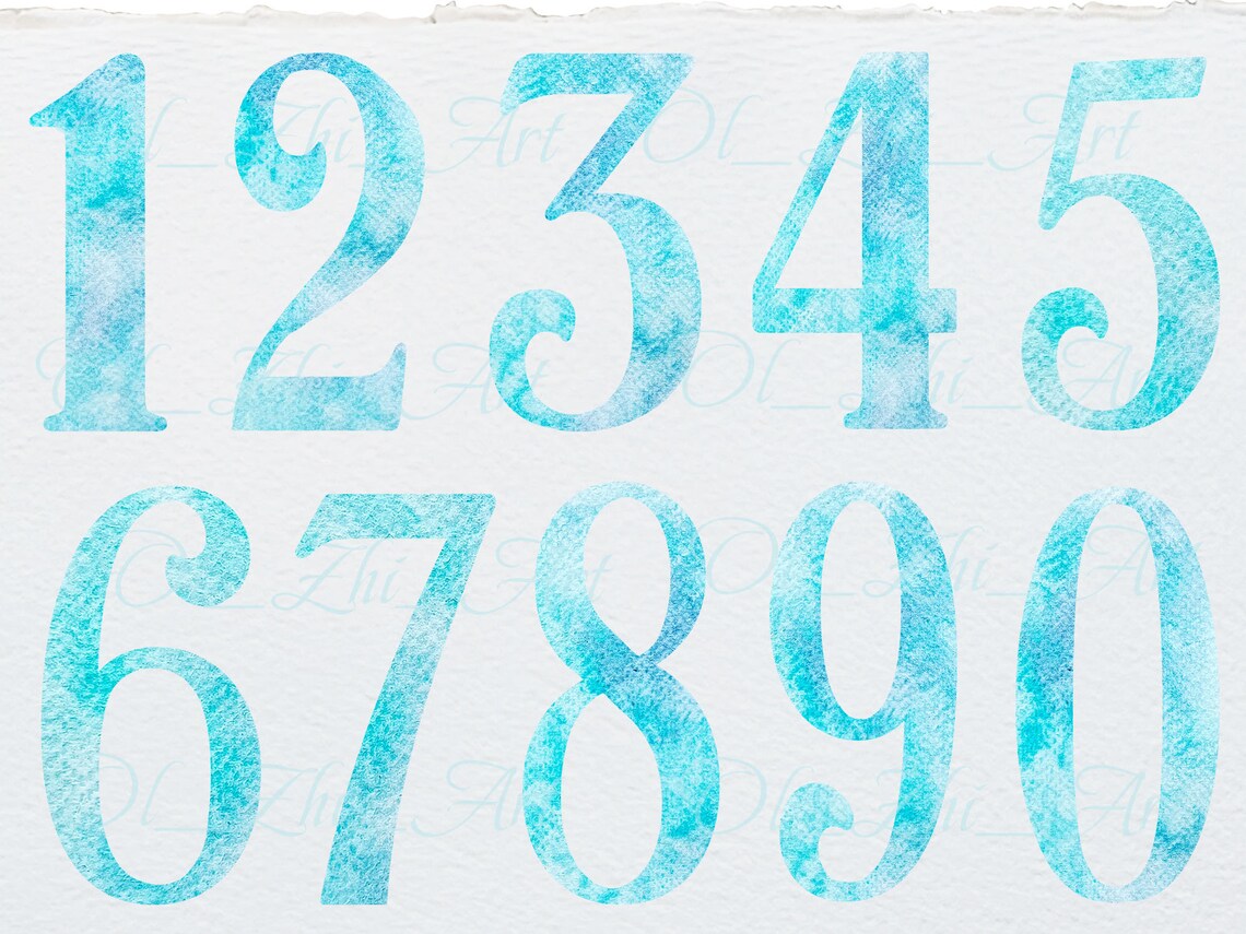 Watercolor Numbers Clipart, Symbols Digital Individual PNG Numbers ...