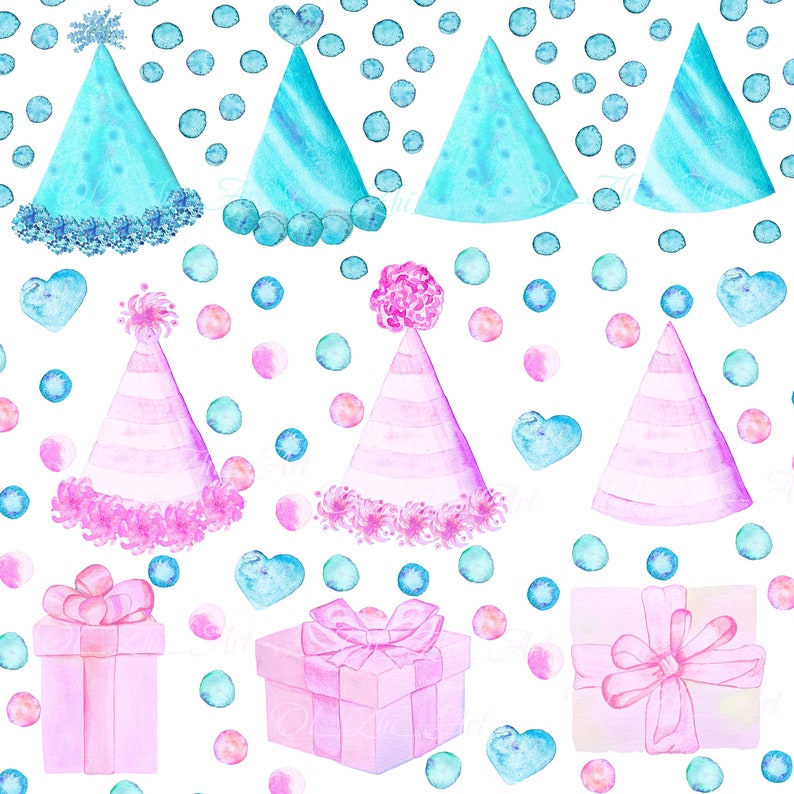 Watercolor Clipart Party, Happy Birthday Clipart, Flags Clipart ...