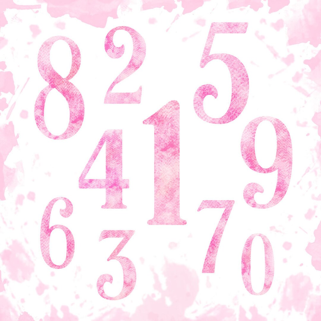 Watercolor Numbers Clipart, Pink Numbers Clipart Girls Symbols Digital ...