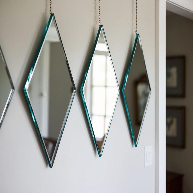 Diamond Mirror, Decorative Wall Mirror, Trendy Mirrors, Geometric Wall ...