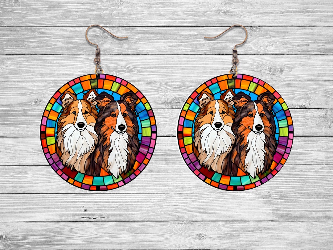 Sheltie, Shetland Sheepdog, Collie Stained Glass Earrings – Pick Your ...