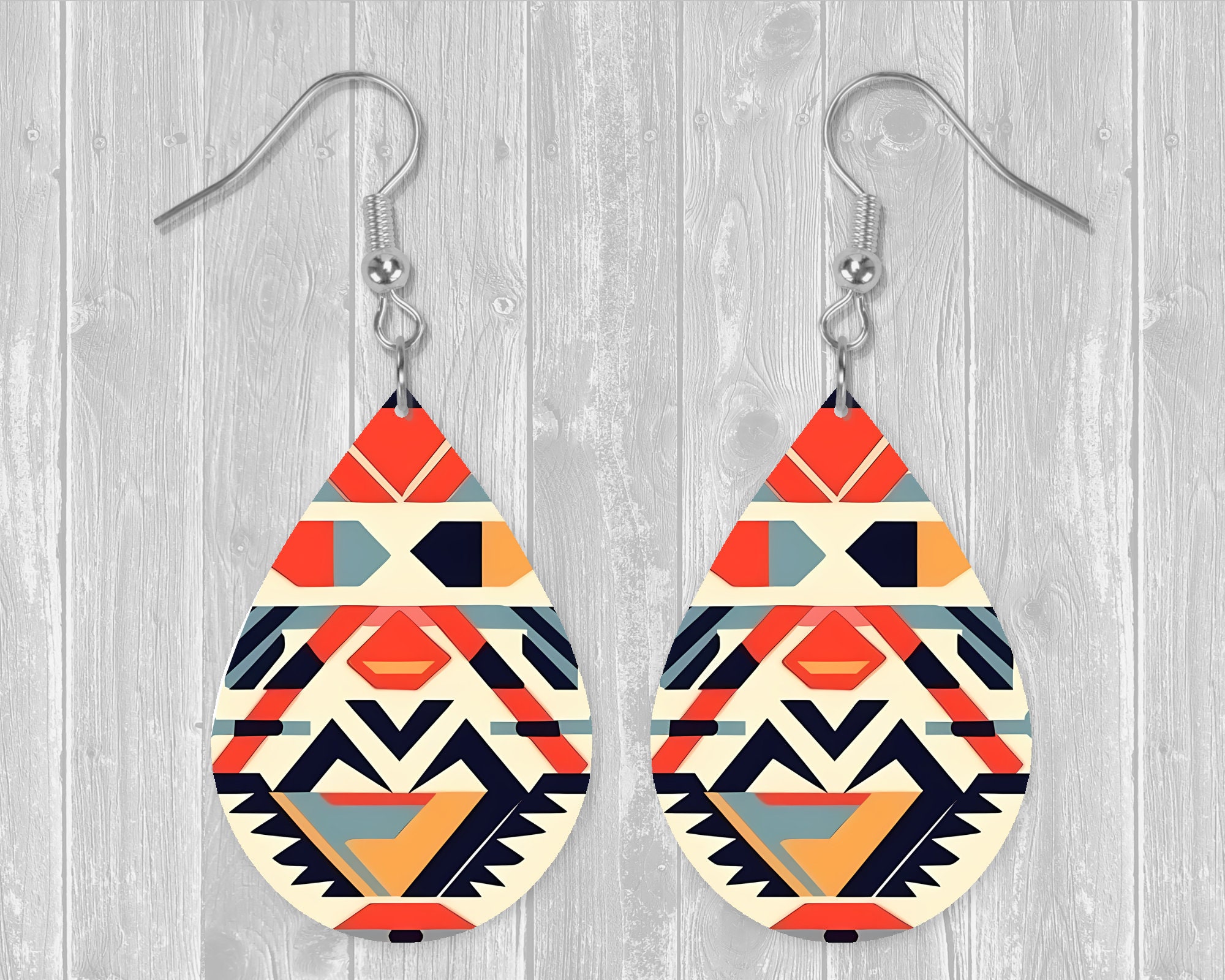 Native American Inspired Print Earrings Yellow Collection 1 - Etsy