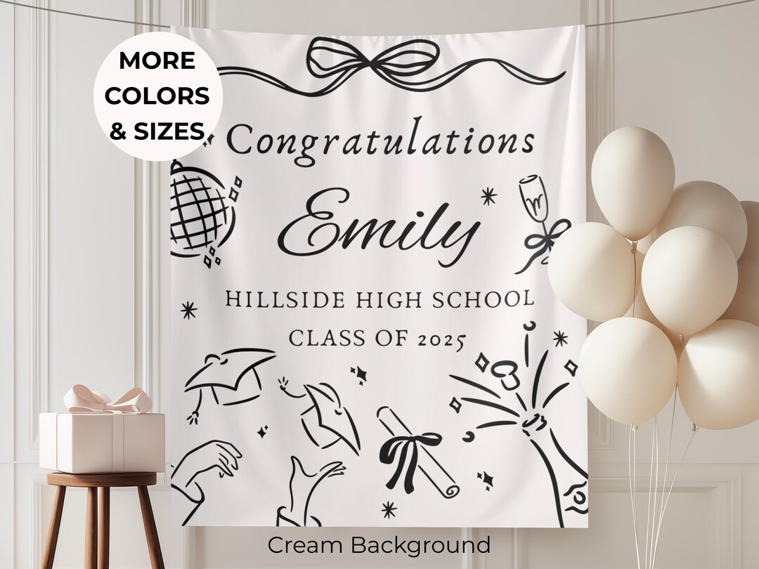 Custom Graduation Party Decor 2025, Party Backdrop Large Banner for ...