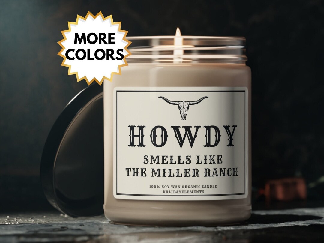 Howdy Candle With Custom Ranch Name Label Western Cowboy Artwork ...