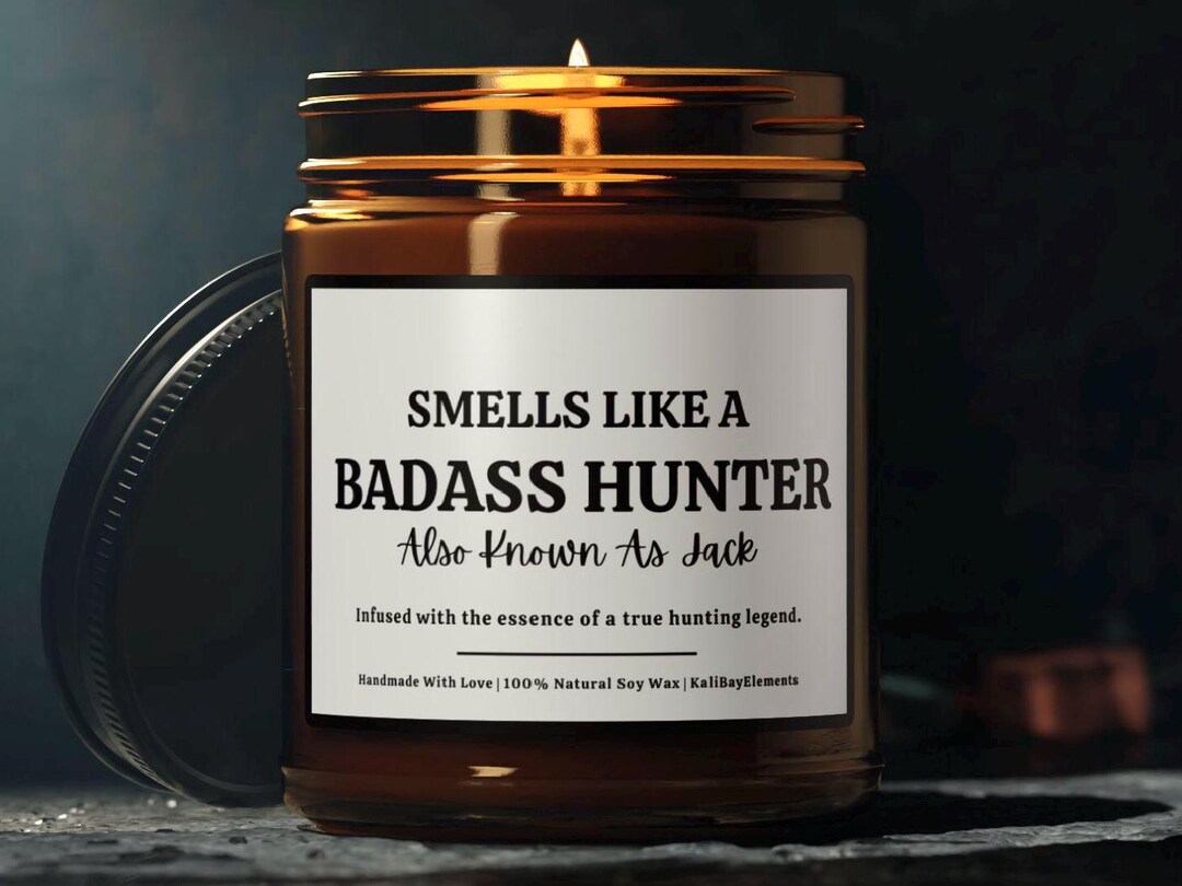 Personalized Smells Like A Badass Hunter Candle Unique Dad Gifts ...