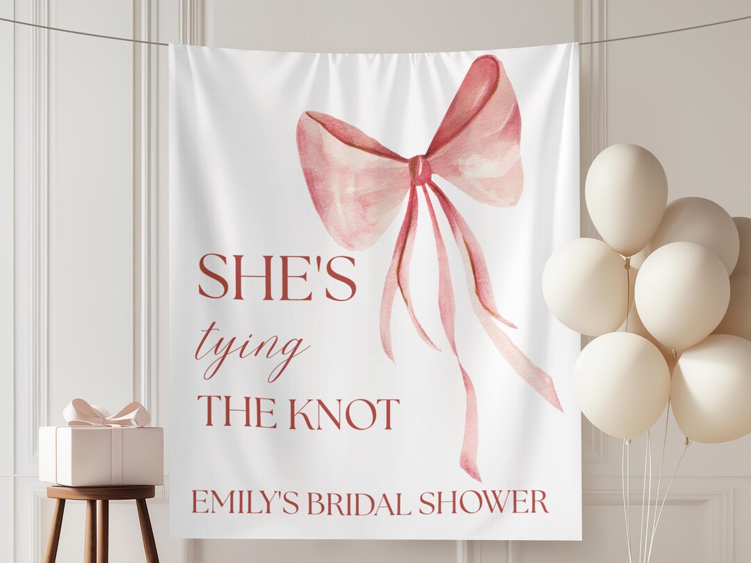 Pink Bow Bridal Shower Backdrop: Coquette Welcome Sign - Etsy