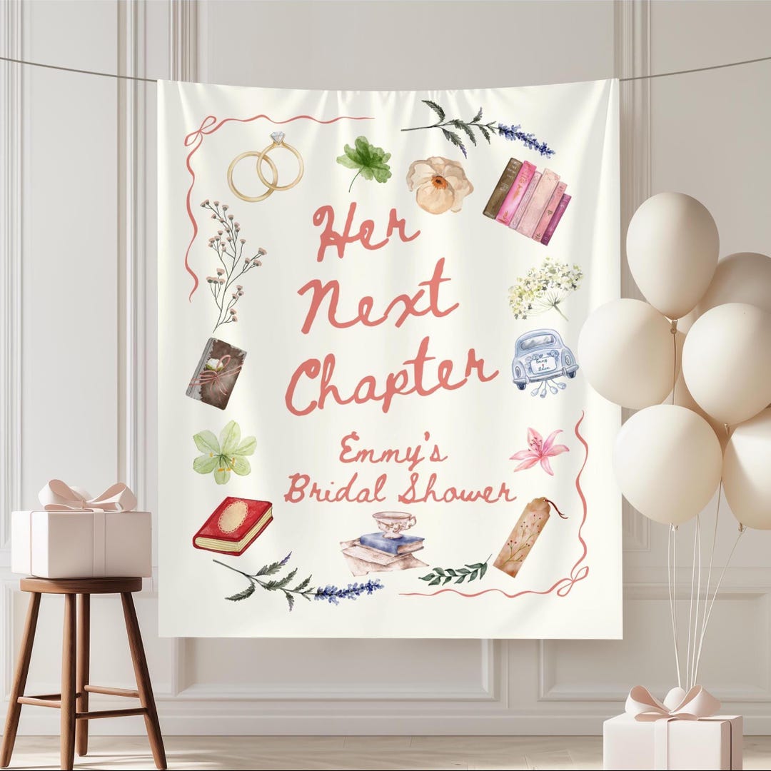 Her Next Chapter Bridal Shower Banner, Book Themed Backdrop ...