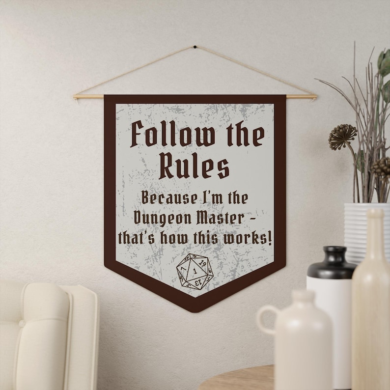 DND Dungeon Master Wall Pennant - Follow the Rules Banner, Christmas ...